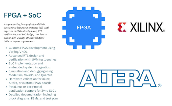 Fpga development, rtl verification, verilog vhdl coding, soc design ... Fpga development, rtl verification, verilog vhdl coding, soc design ...