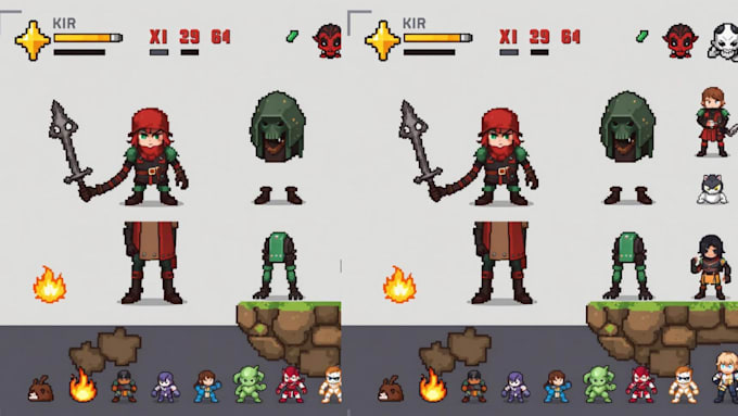 Create pixel art sprite sheet game asset character sheet retro art ...