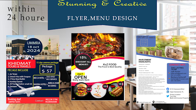Design a flyer, menu card by Shakibhasan460 | Fiverr