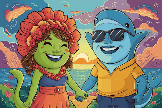 Cartoonize your couple portrait by Tianiokues | Fiverr