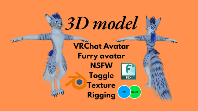Do Custom Vrchat 3d Furry Nsfw Fursona Avatar Vr Vrc Character Model Vtuber Rig By Alekzander20