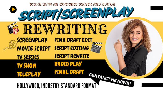 Edit polish or rewrite format your film script tv series screenplay movie script by Estherscript ...