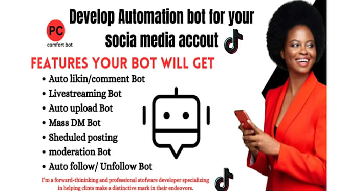 Develop instagram bots, twitter x bots, tiktok bots and auto reply chat ...