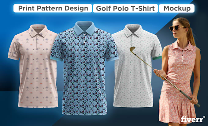 Design custom golf polo t shirt pattern and mockup by Asuraillume | Fiverr