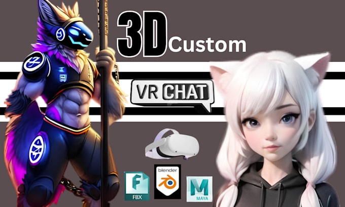 Create 3d rigged vrchat avatar vtuber model nsfw furry character anime ...