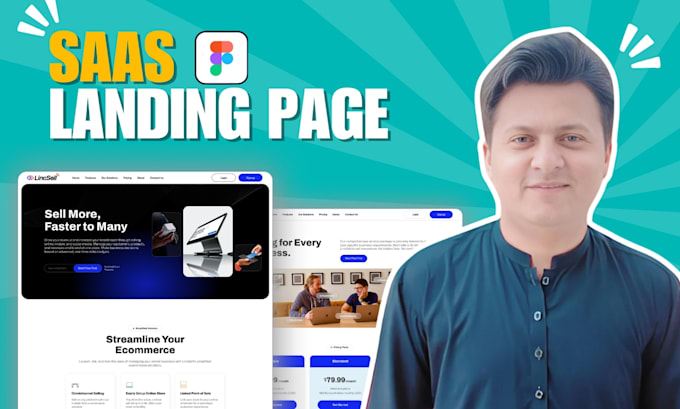 Design an amazing professional saas landing page in figma by Wasii3326 ...