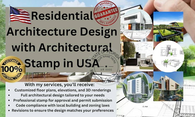 Usa ca, il, fl, pa architectural plans with licensed architect stamp ...