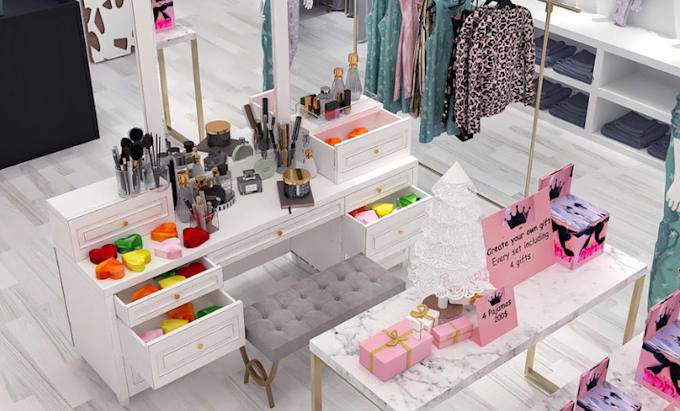 Do 3d cgi retail store, boutique with realistic 3d rendering by Evans ...