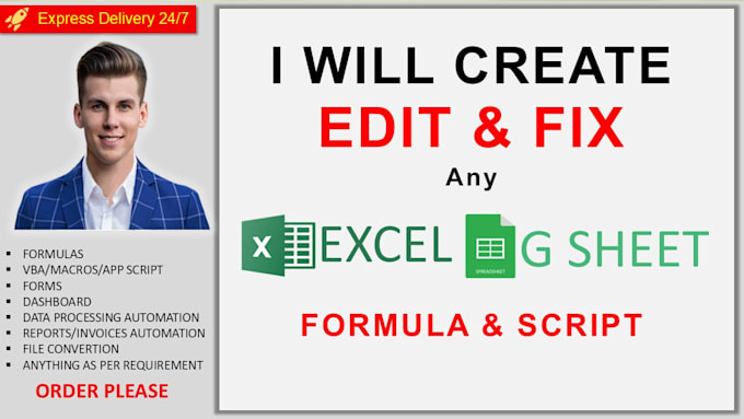 Create, edit and fix any excel, spreadsheets formula, excel data cleaning by M_a_mottalib | Fiverr