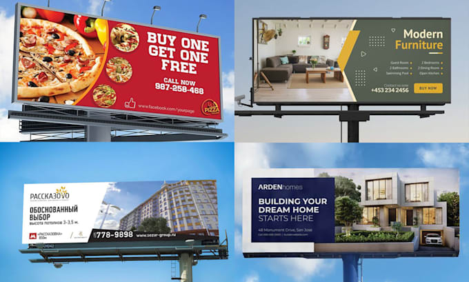 Design modern signage, sign board yard sign billboard banner and window ...
