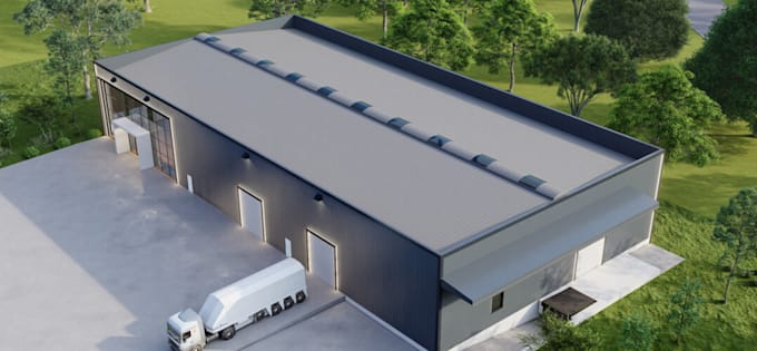 Design realistic 3dwarehouse,factory industrial building,retail store ...