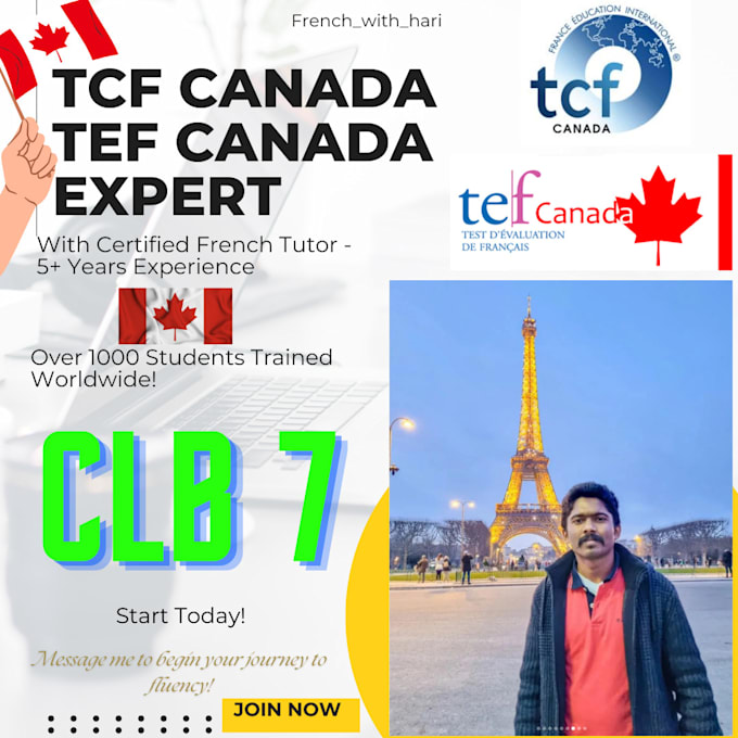 Teach french and help you ace your tcf canada or tef canada exams by Hari_polyglot | Fiverr