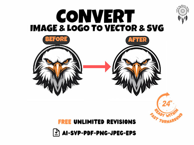 Convert image or logo to vector svg, eps, ai, pdf, png by Bewarako | Fiverr