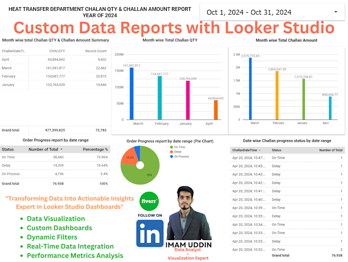 Do customs looker studio data visualization with filters by Imam ...
