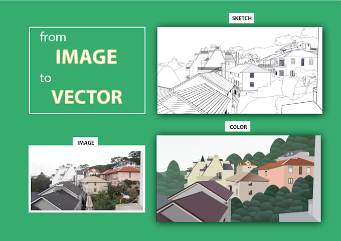 Make vector landscape illustration in line art or color by Tunguyen ...