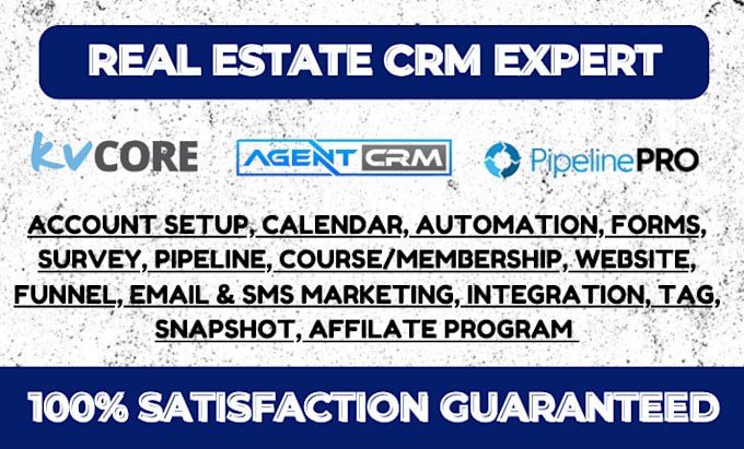 Setup agent crm, pipeline pro, kv core automation, pipeline, funnel, calendar by Spencer443 | Fiverr