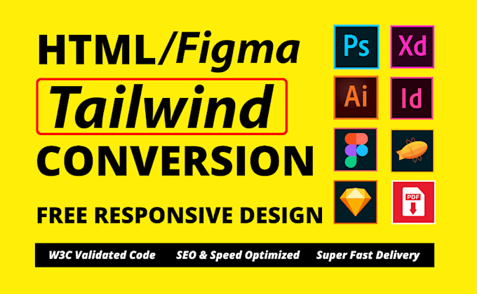 Convert figma, psd, canva to pixel perfect html tailwind css, react by Brtauhidfive | Fiverr