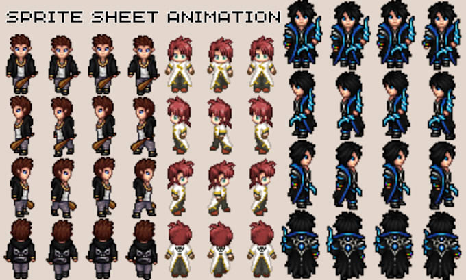 Do 8bits 16bits pixel art animation pixel game character sprite sheet ...