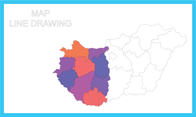 Black and white map line drawing,vector tracing,line art,map outline ...