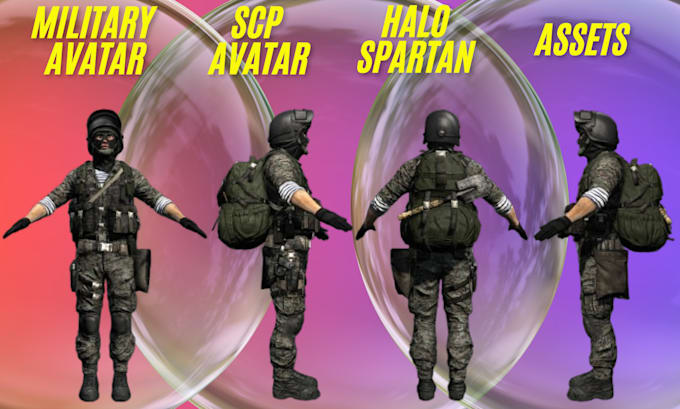 Custom 3d military vrchat avatar halo spartan scp avatar assets ...