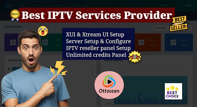 Setup and configure iptv reseller panel, xui one, stream ui, unlimited credits by Ottocean | Fiverr