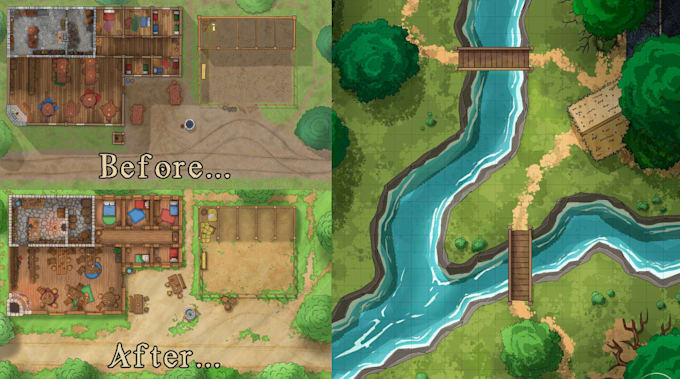 Do fantasy map illustration, battle map, rpg map, dnd map, game map ...