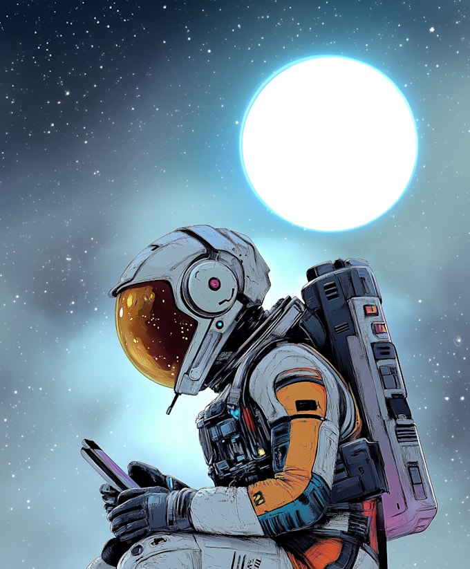 Draw cool outer space astronaut illustration by Dvgeniya | Fiverr
