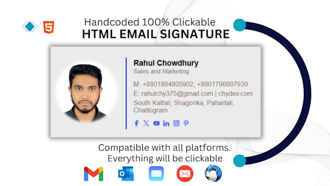 Create Clickable Html Email Signature Email Signature By Rahul78ui Fiverr
