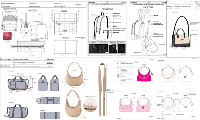 Do fashion bag design, leather, tote bag, backpack with tech pack for ...