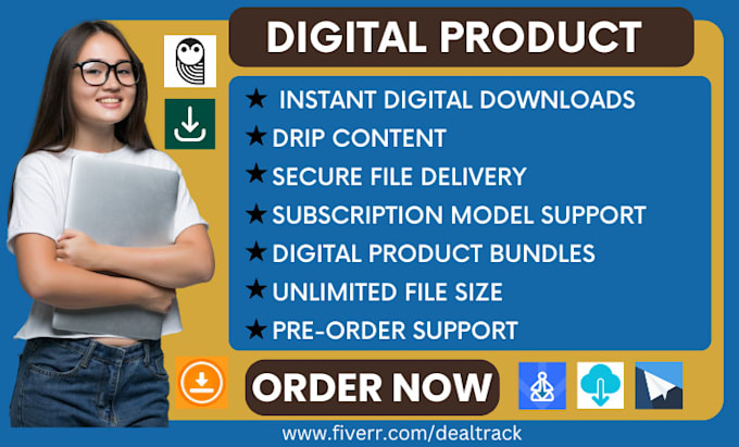 Setup filemonk ldt sendowl sky pilot sellkite big digital product shopify by Dealtrack | Fiverr