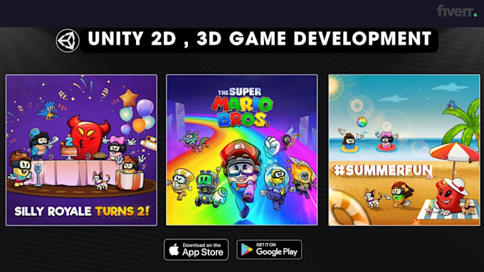 Do unity 2d and 3d game development for pc , mobile by Controllercraze | Fiverr