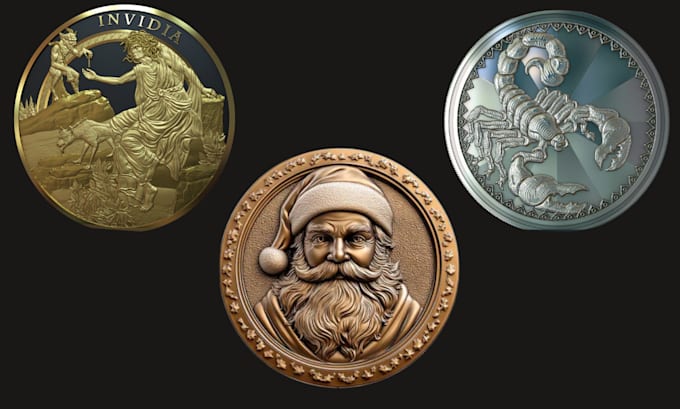 Sculpt 3d coin model, 3d bas relief, 3d cnc design, 3d medalion ...