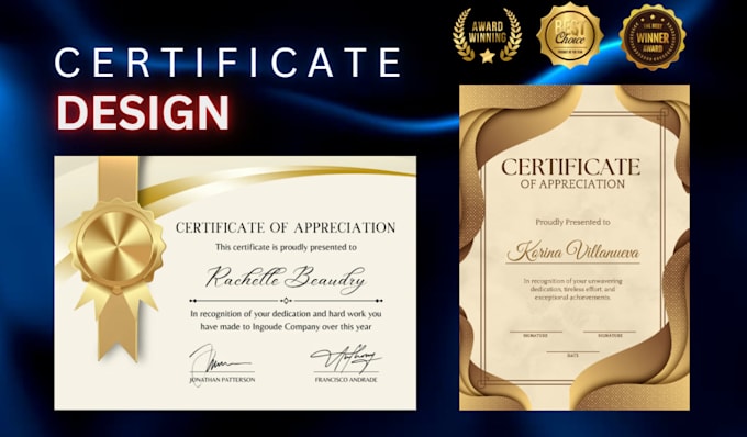 Design a custom, professional certificate by Kushanesilva | Fiverr