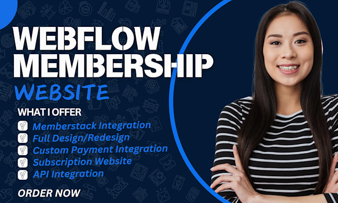 Webflow membership website, memberstack integration member dashboard membersonic by Gabby ...