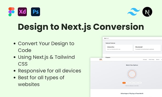 Convert your design into a responsive nextjs website with tailwind css by Dustynusmarvel | Fiverr
