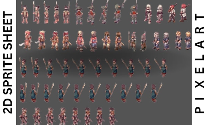 Design n animate 2d game character sprite sheet game art assets vtuber ...