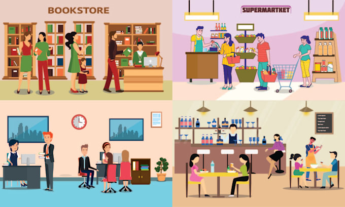 Design custom 2d flat illustration or modern flat vector illustrations ...