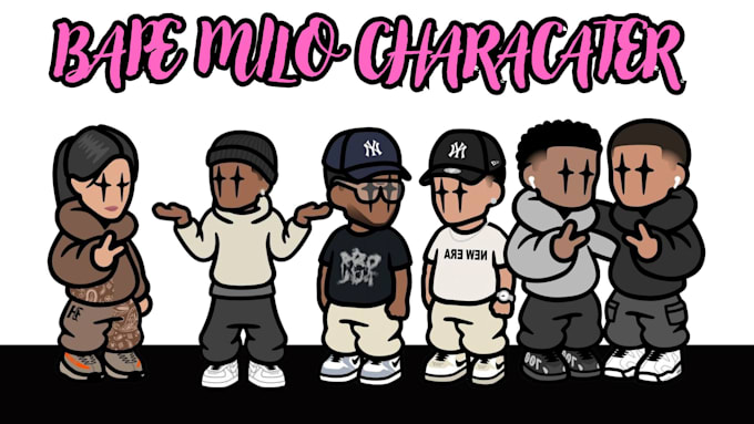 Draw milo baby character dape ape lil guy swag style portrait cartoon ...