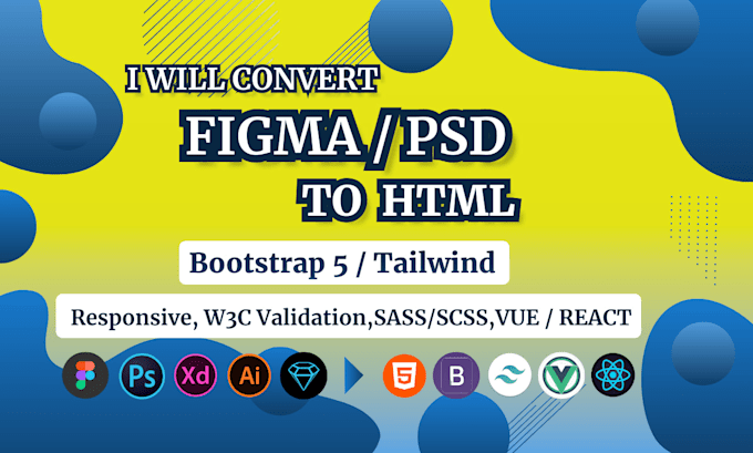 Do figma to html, psd to html, bootstrap tailwind css responsive website by Manbhuiyan | Fiverr