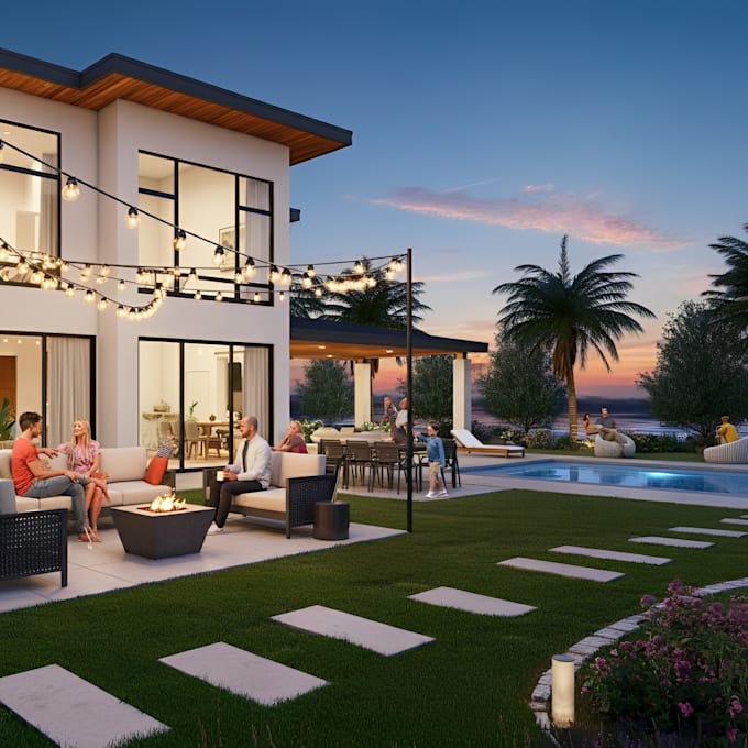 Backyard, landscape design, architectural landscape plan, 3d landscape design by Kobbie_archy ...