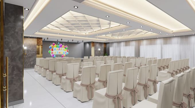 Modern event hall design cinema,hotel, event center,revit rendering ...