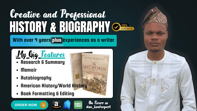 Research and write on history and biography book by Dan_bookexpert | Fiverr