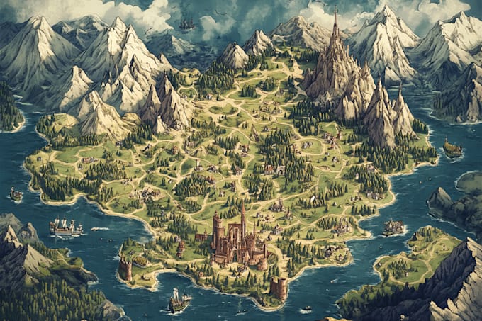 Draw high quality fantasy map for dnd, stories and campaigns by Zaneshade | Fiverr