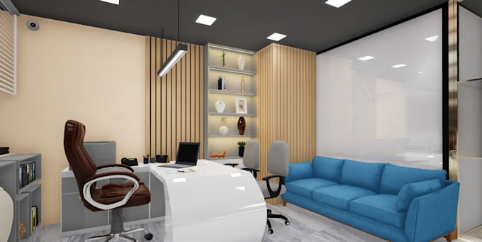 3d revit model, modern office set up, private office, co working space ...