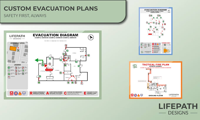 Design evacuation plan, map, diagram, tactical fire plan