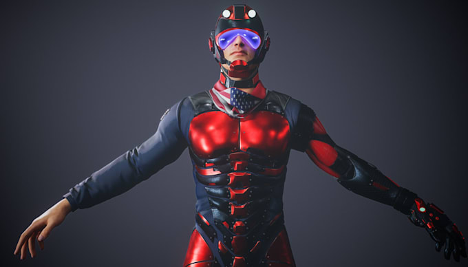 3d realistic sci fi mech armor cyberpunk game character animation human ...