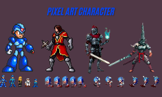 Draw pixel art character illustration pixel sprite sheet animation rpg ...