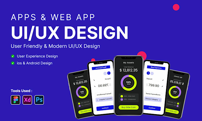 Design mobile app, web page, ui ux design, figma app design