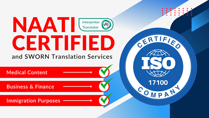 Provide naati certified and sworn translator by Galihtrans | Fiverr