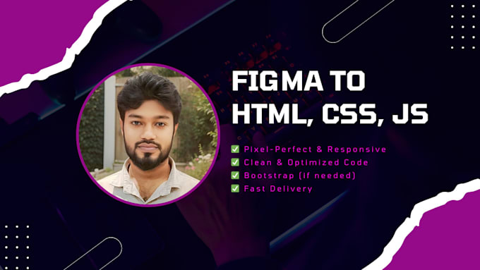 Convert pixel perfect figma,psd,xd to responsive html website by Devrabbihassan | Fiverr